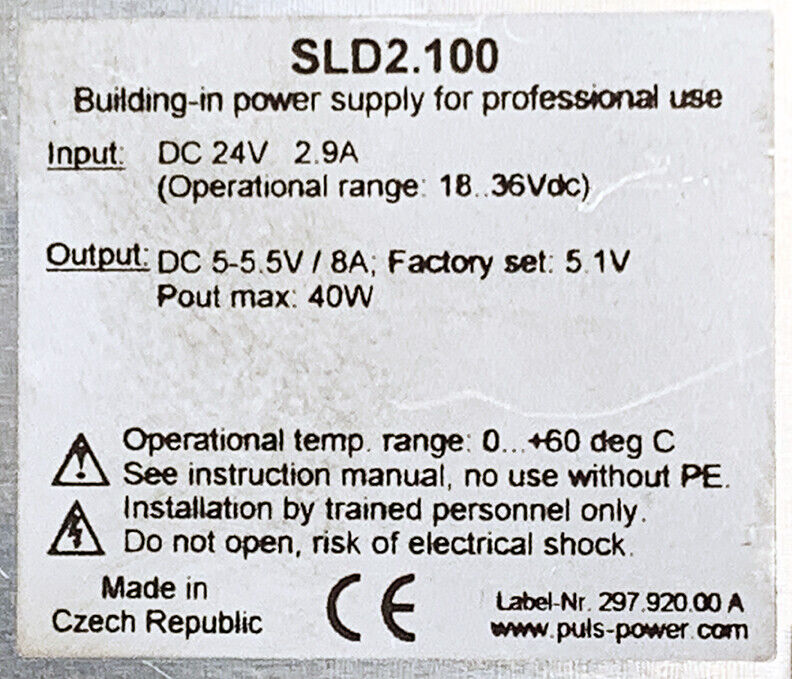 PULS SLD 2.5 Power Supply ~ SLD2.100 – Industrial Surplus Oregon